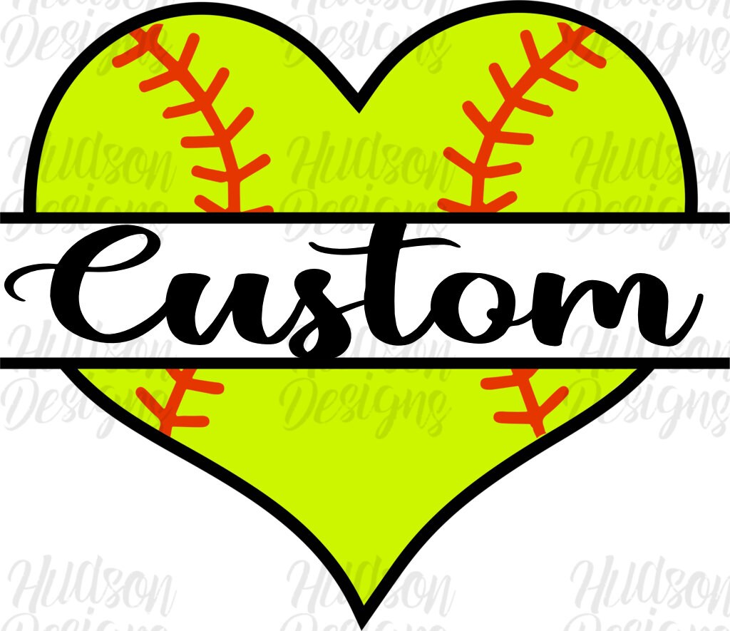 Custom Softball Heart, Distressed Softball Heart, Digital Download ...
