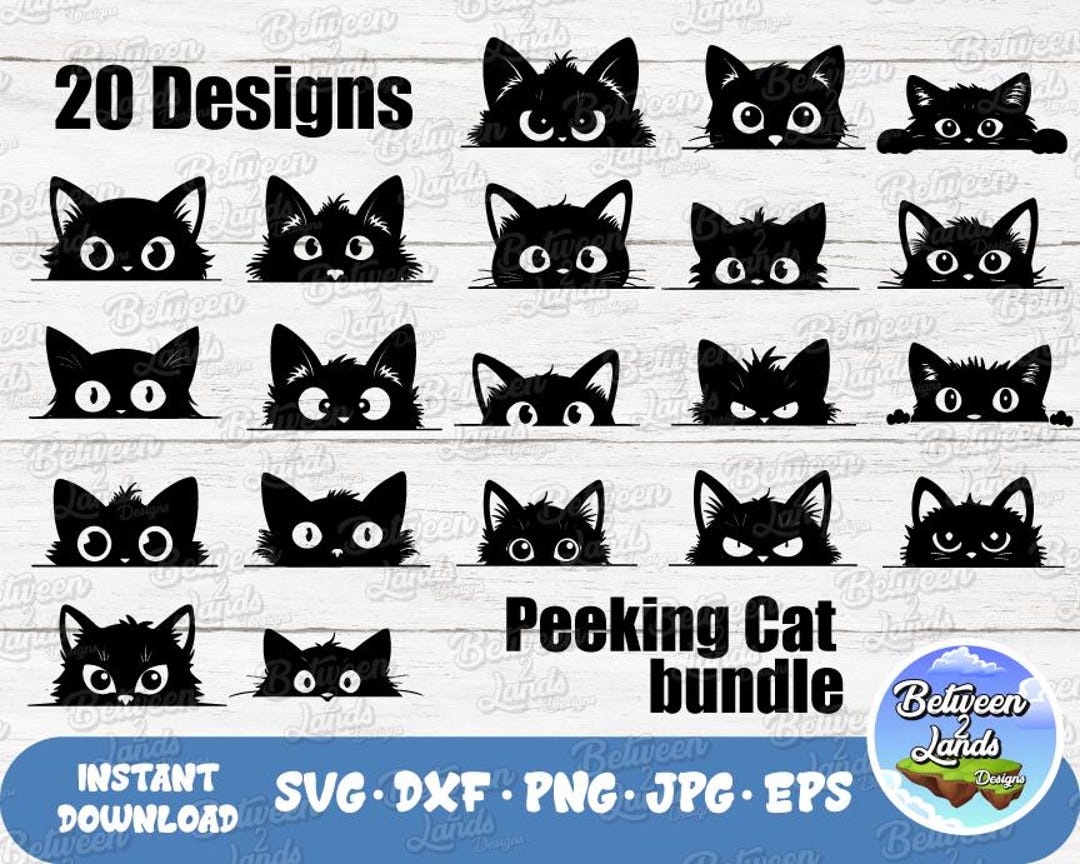 Peeking Cat SVG Pack, Cat Silhouette, Peeking Svg, Cut Files for Cricut ...