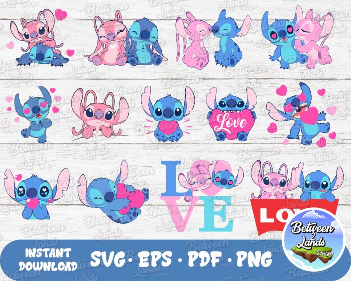 Stitch and Angel Png, Stitch and Angel Clipart, Stitch Love Design ...