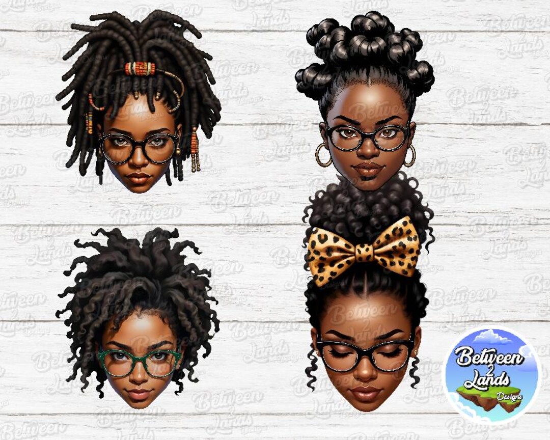 4 FILES Afro Locs Dreadlocks Messy Bun Bundle Sublimation Design ...