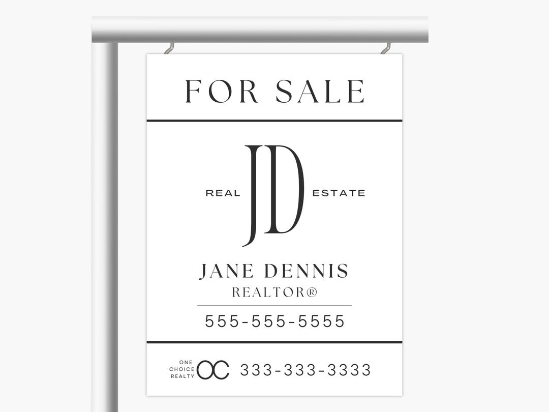 Real Estate Yard Sign, Modern for Sale Lawn Sign + Rider, Editable ...