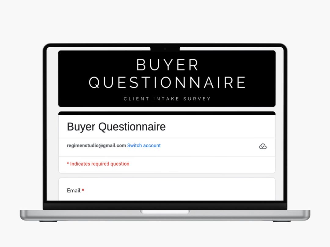 Real Estate Client Intake Form, Buyer Questionnaire (google Forms ...