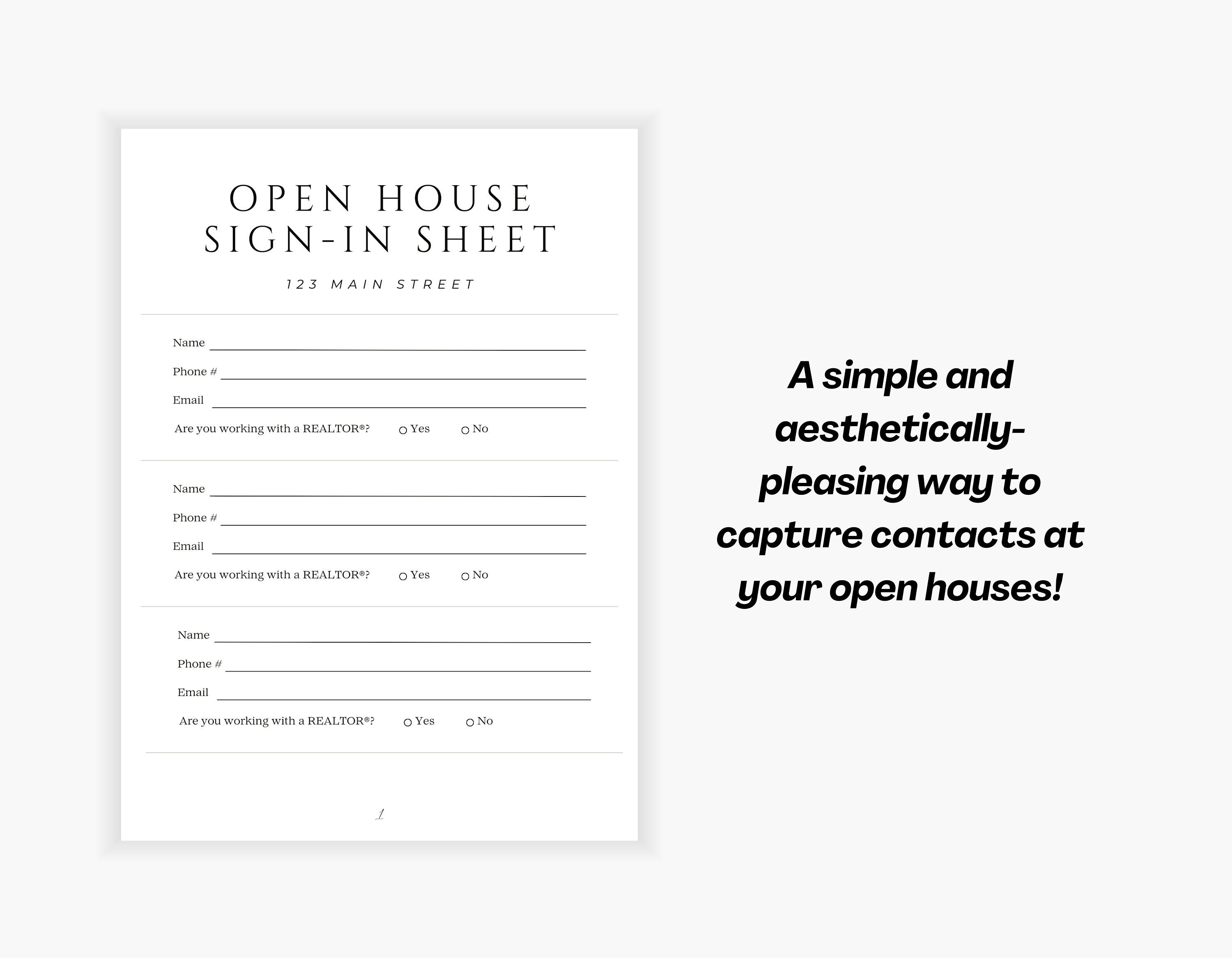 Open House Sign-in Sheet Canva Template | Customizable Black and White ...