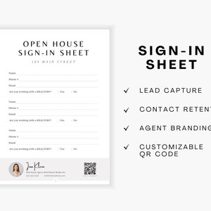 Open House Sign-in Sheet Canva Template | Customizable Neutral Minimal ...