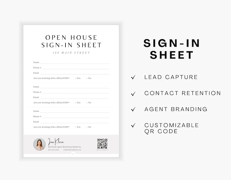 Open House Sign-in Sheet Template | Branded Contact Form (digital ...