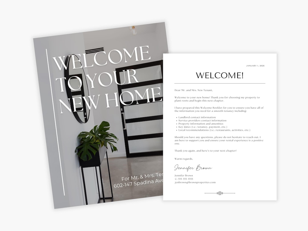 Tenant Welcome Handbook & Letter From Landlord or Property Manager ...
