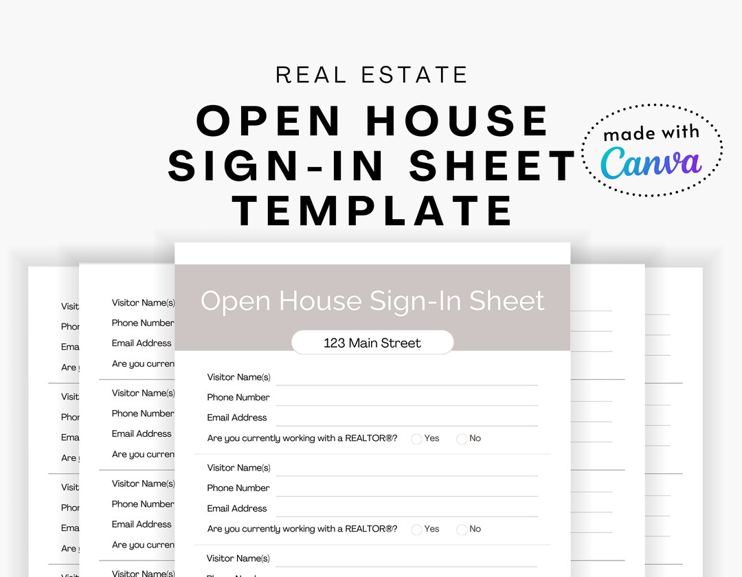 Open House Sign-in Sheet Canva Template | Customizable Neutral Minimal ...