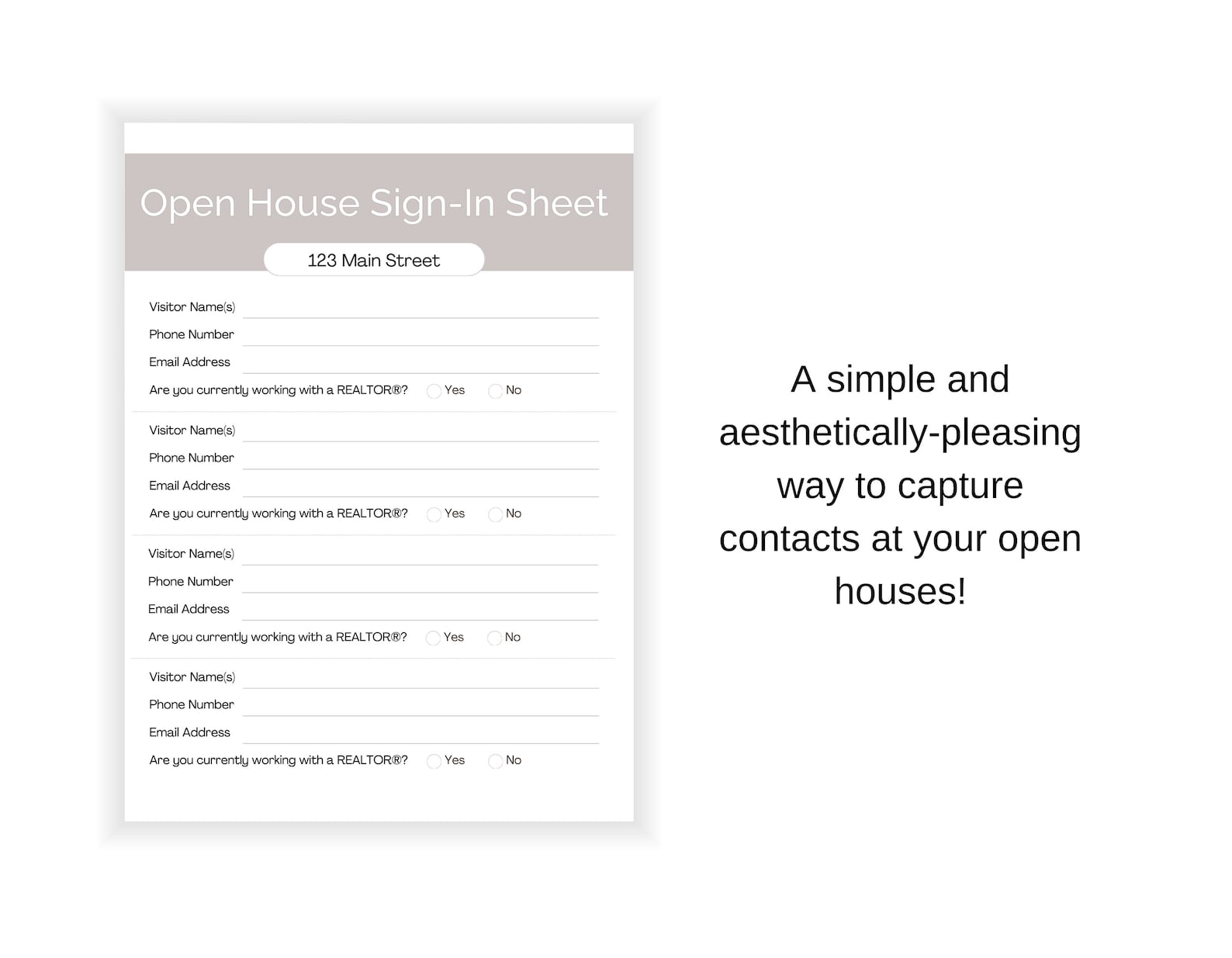 Open House Sign-in Sheet Canva Template | Customizable Neutral Minimal ...