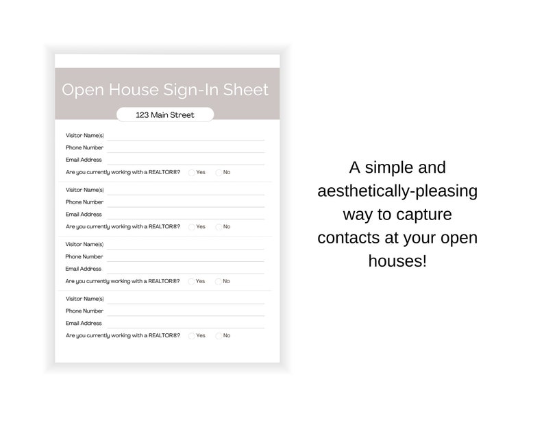 Open House Sign-in Sheet Canva Template | Minimalist Contact Form ...