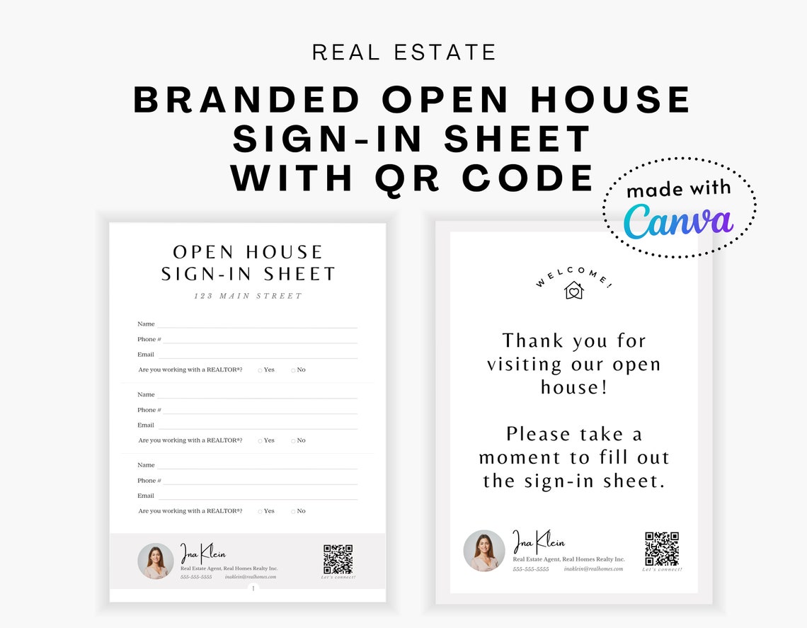 Open House Sign-in Sheet Canva Template | Customizable Neutral Minimal ...