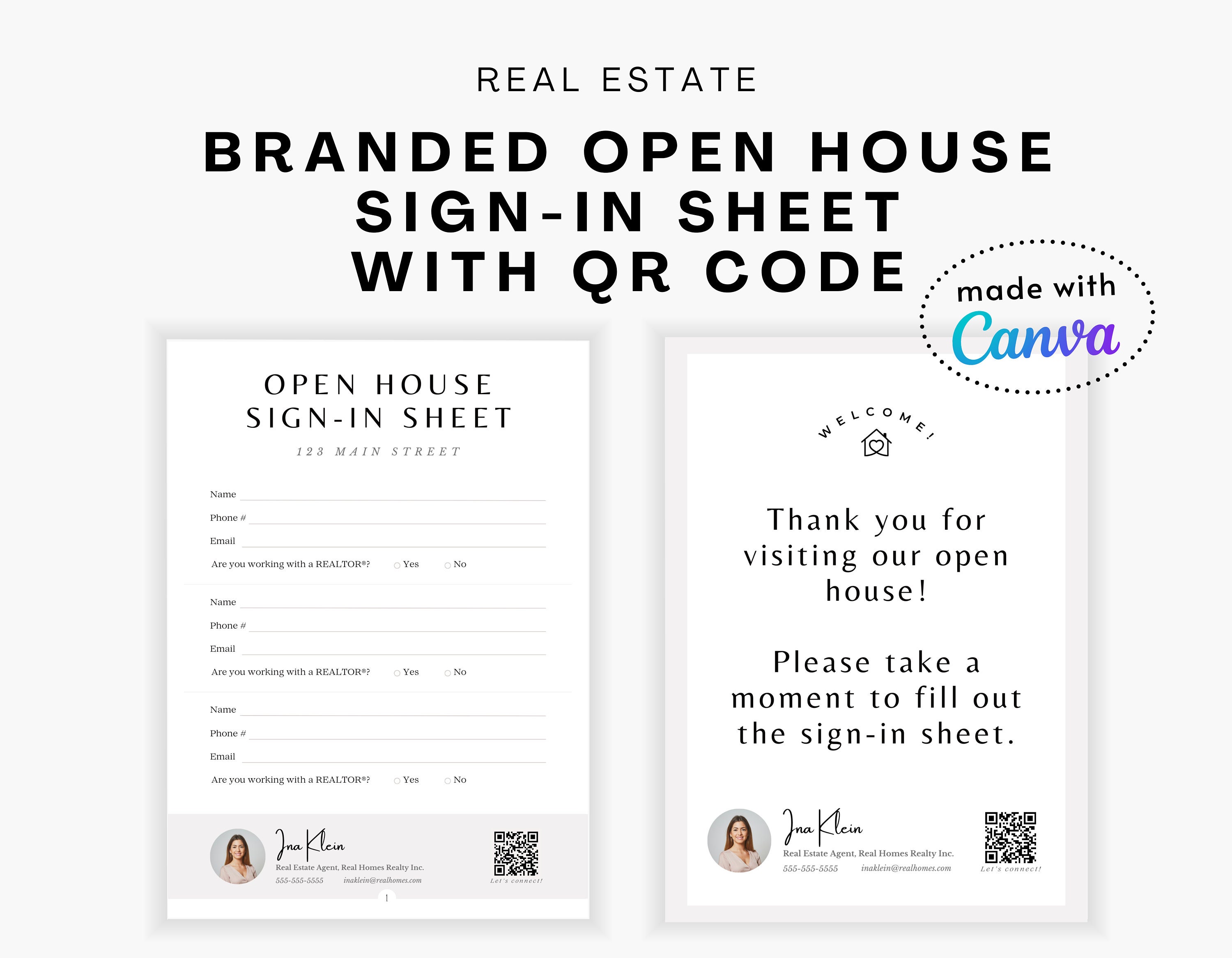 Open House Sign-in Sheet Template | Branded Contact Form (digital ...