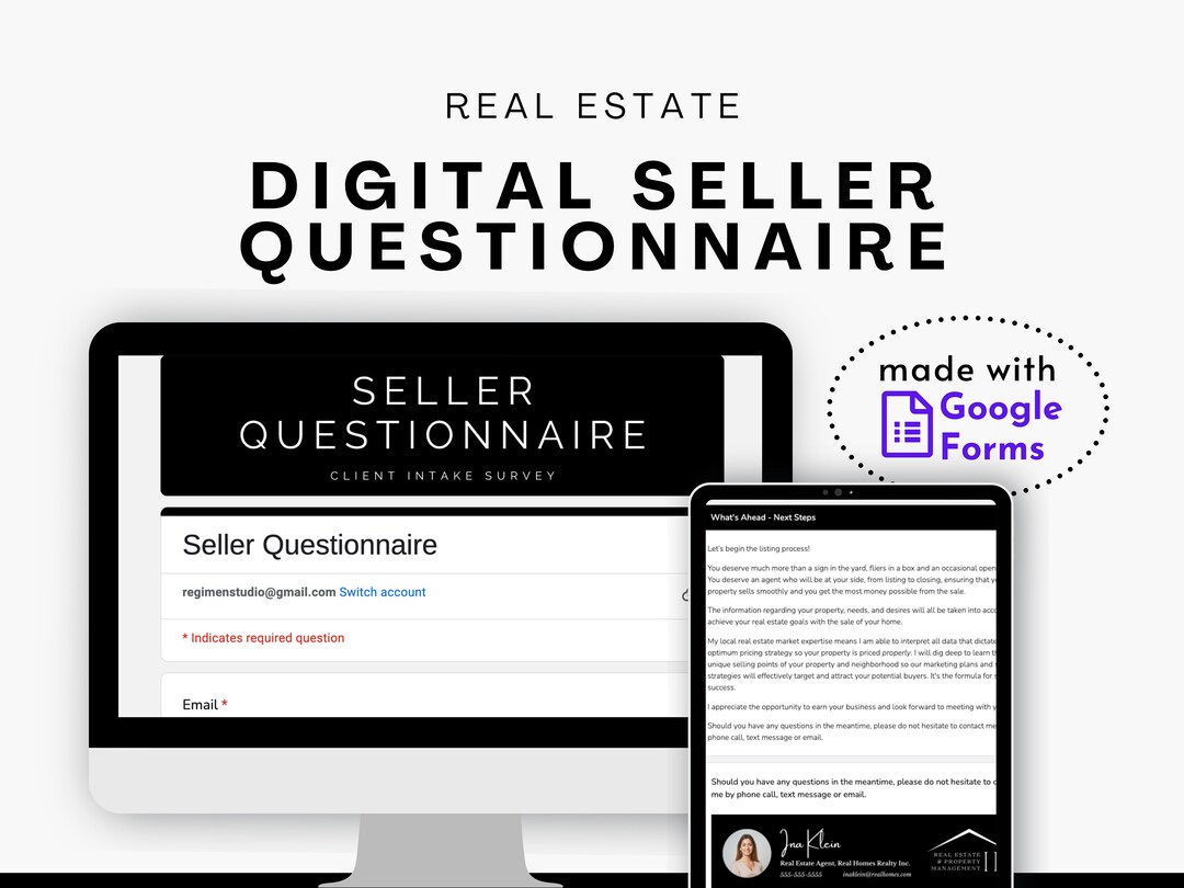 Seller Questionnaire Google Forms Template, Black and White Aesthetic ...