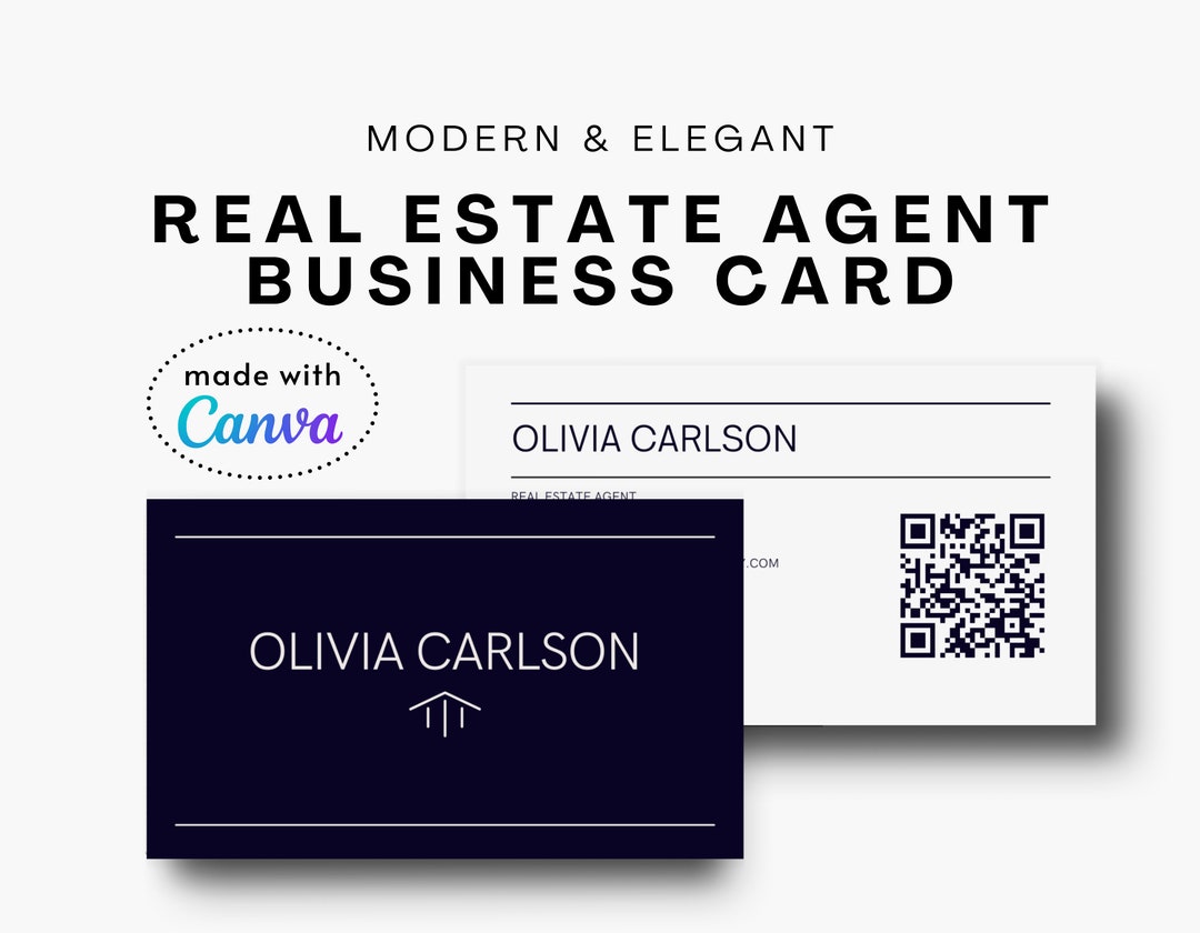 Real Estate Agent Business Card | Professional Two-sided Canva Template ...