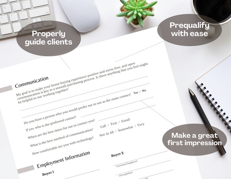 Real Estate Buyer & Seller Questionnaire, Canva Template (digital ...