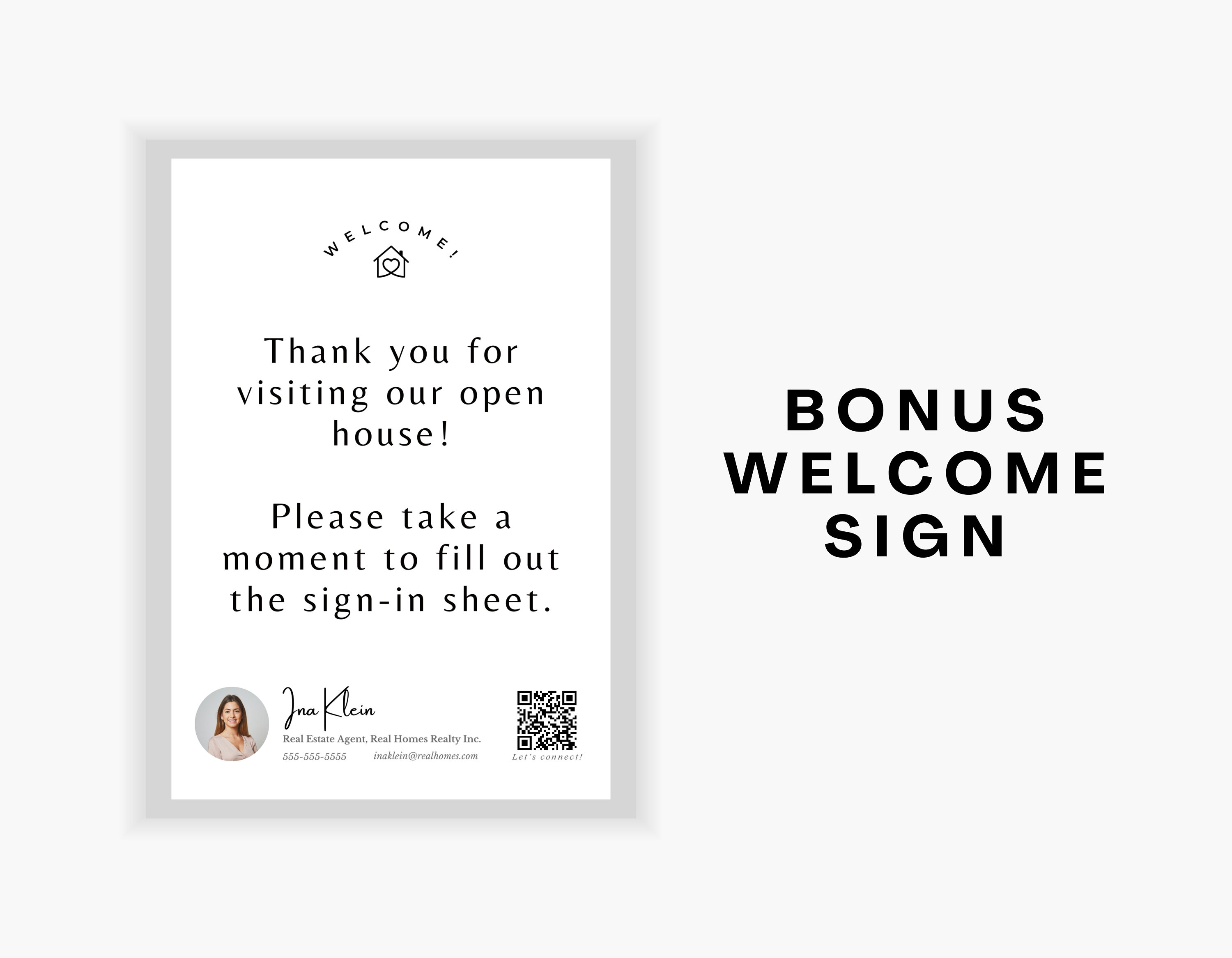 Open House Sign-in Sheet Canva Template | Customizable Black and White ...