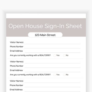 Open House Sign-in Sheet Canva Template | Customizable Neutral Minimal ...