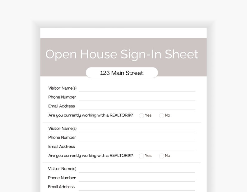 Open House Sign-in Sheet Canva Template | Customizable Neutral Minimal ...