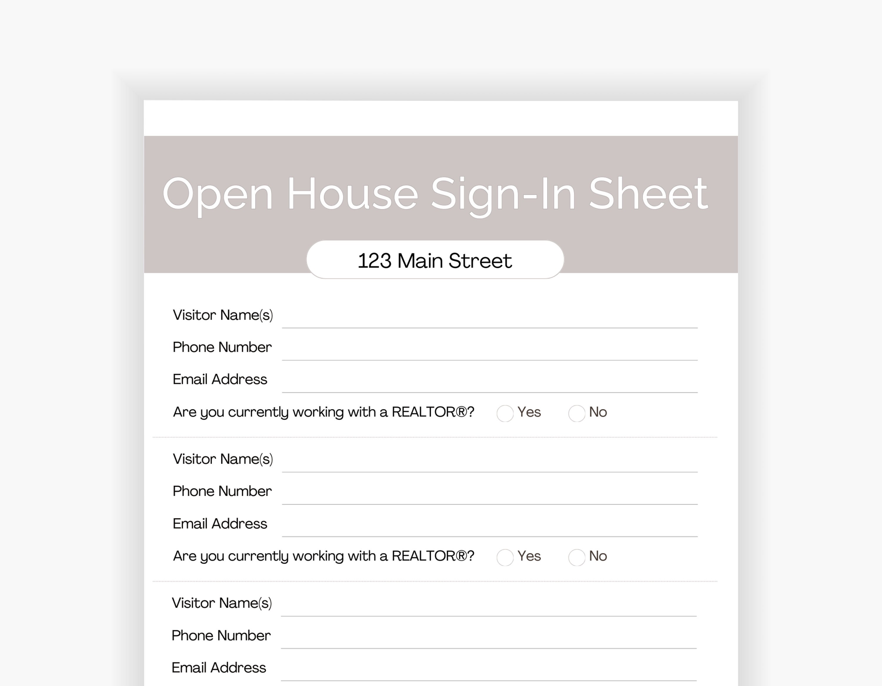 Open House Sign-in Sheet Canva Template | Customizable Neutral Minimal ...