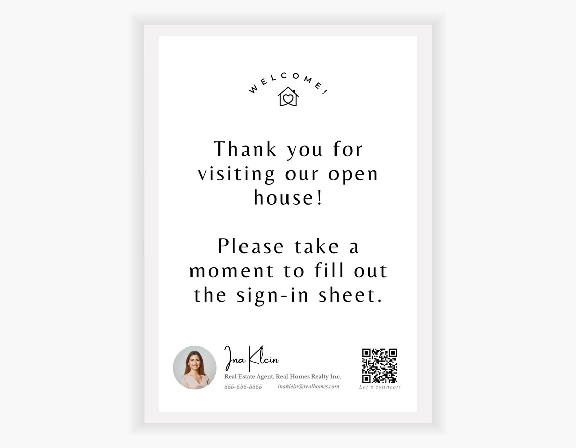 Open House Sign-in Sheet Canva Template | Customizable Neutral Minimal ...