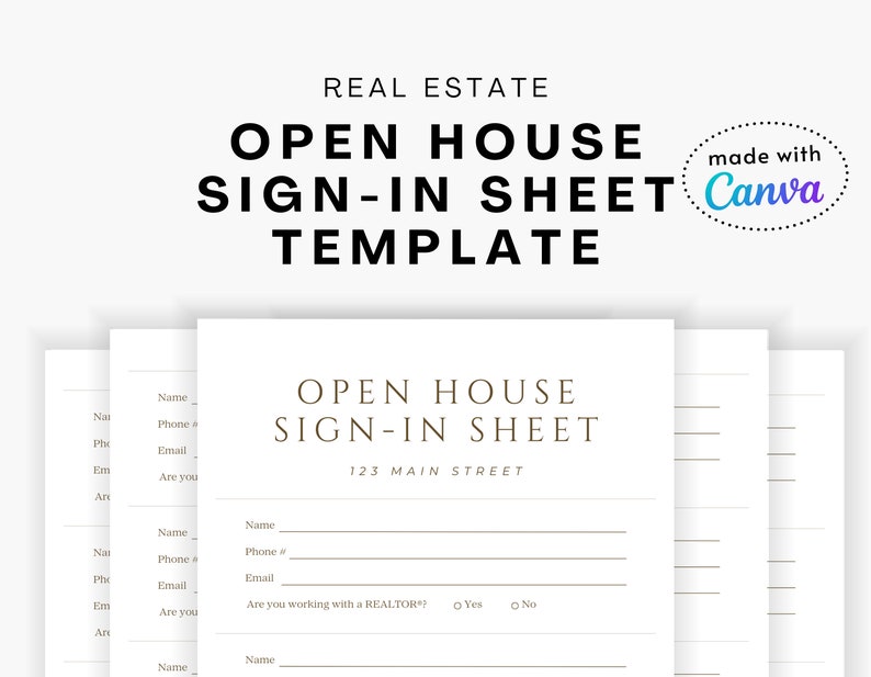 Open House Sign-in Sheet Canva Template | Customizable Neutral Minimal ...