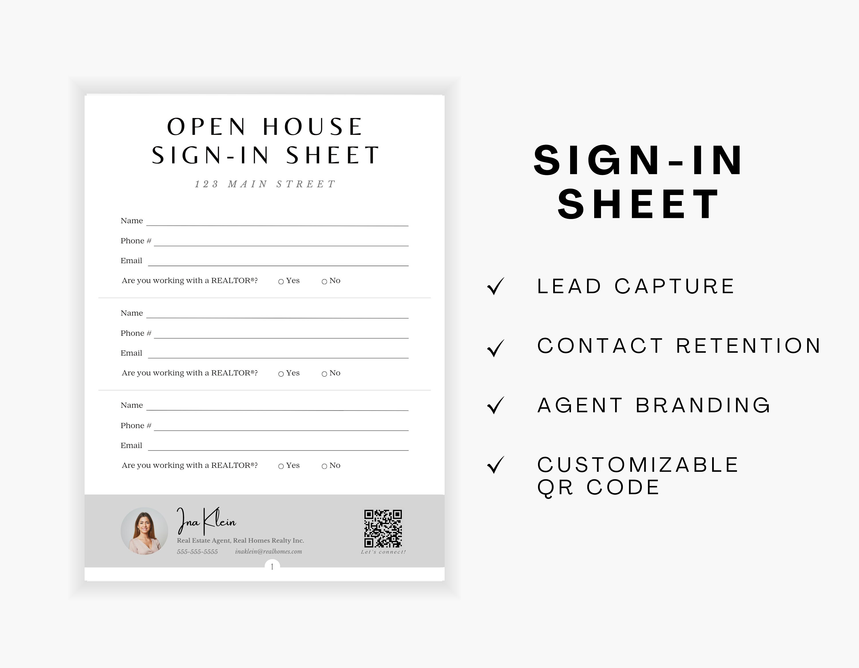 Open House Sign-in Sheet Canva Template | Customizable Black and White ...