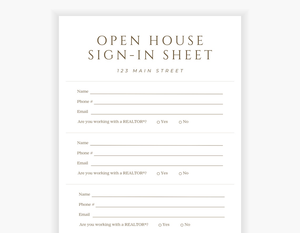 Open House Sign-in Sheet Canva Template | Customizable Neutral Minimal ...