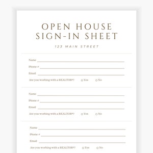 Open House Sign-in Sheet Canva Template | Customizable Neutral Minimal ...