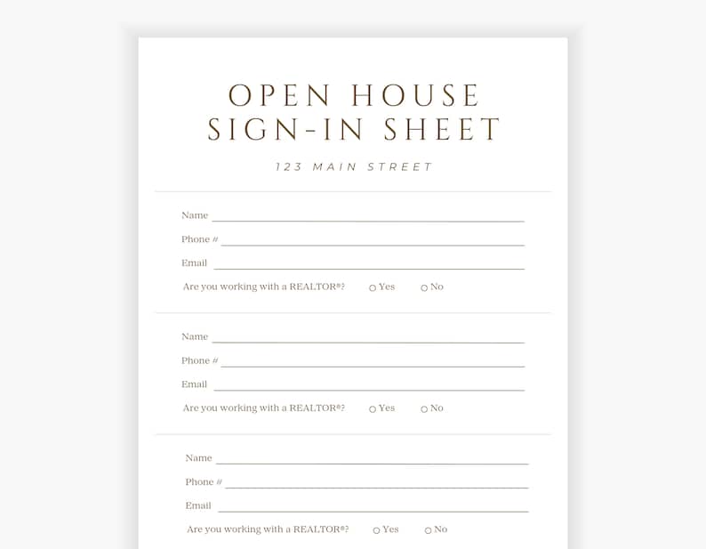Open House Sign-in Sheet Canva Template | Customizable Neutral Minimal ...