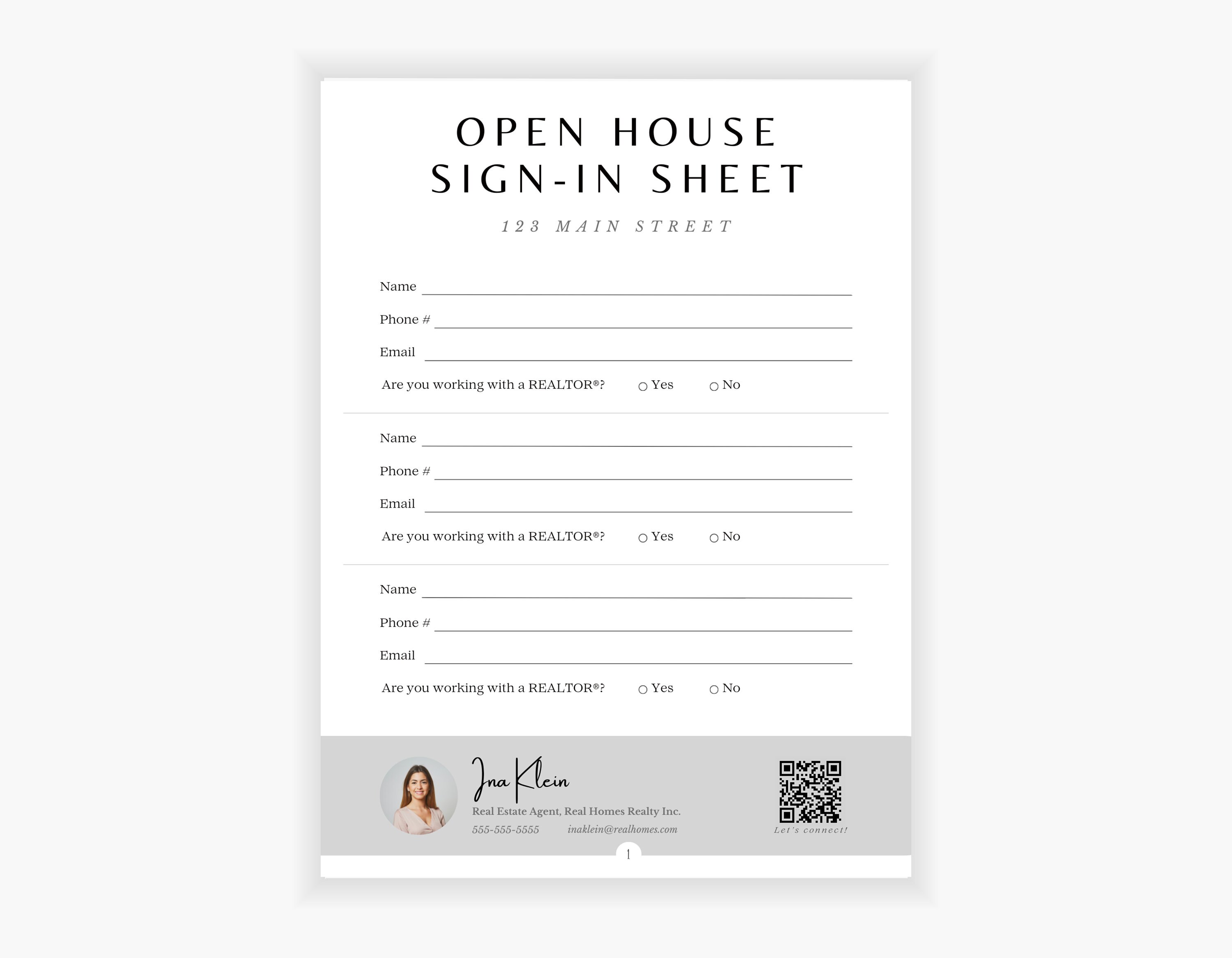 Open House Sign-in Sheet Canva Template | Customizable Black and White ...