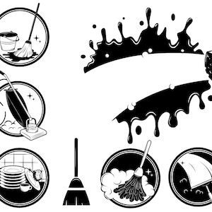 Cleaning Service Svg Bundle, Cleaning Tools Svg, Cleaning Equipment Svg ...