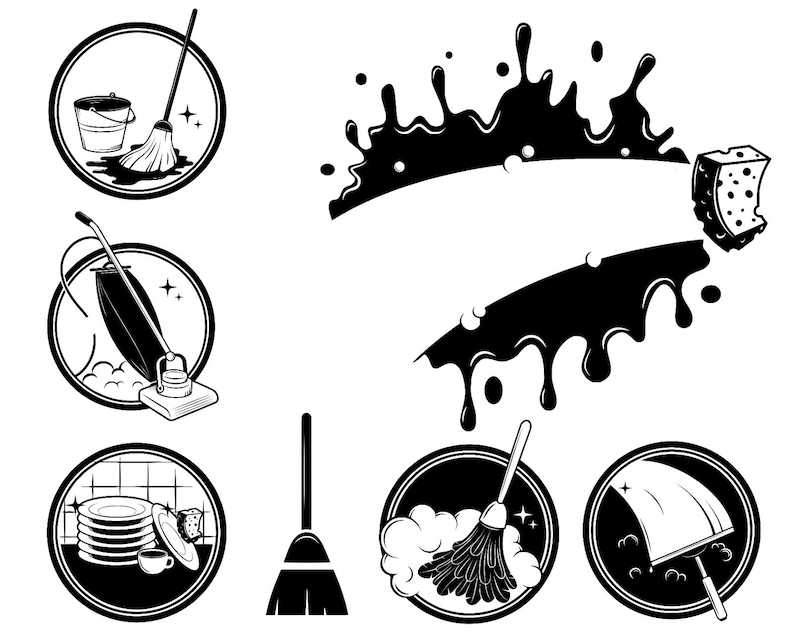 Cleaning Service Svg Bundle, Cleaning Tools Svg, Cleaning Equipment Svg ...