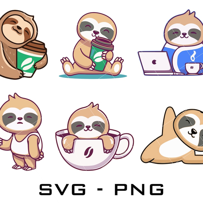 Cute Sloth Svg - Etsy