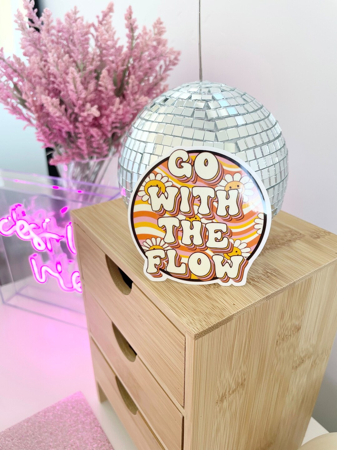Go With the Flow Daisy Sticker - Etsy