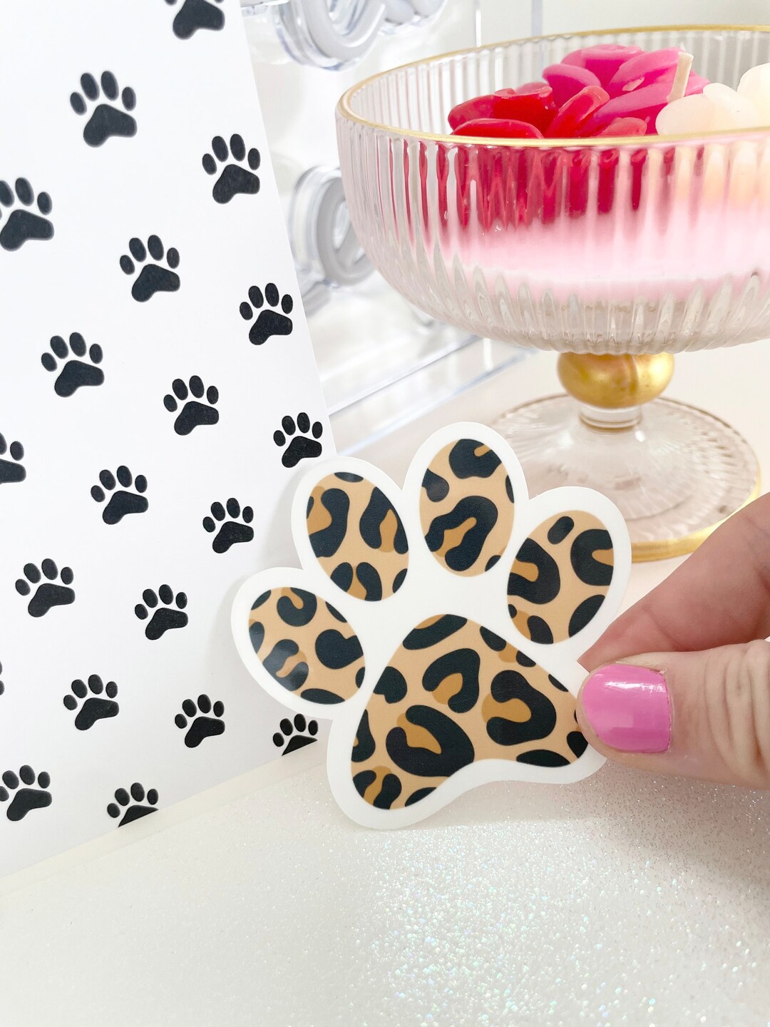 Cheetah Print Cat or Dog Paw Sticker - Etsy