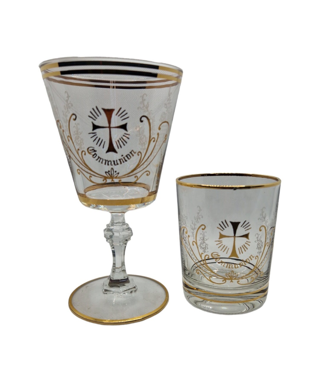 Set of Two Vintage Communion Souvenir Glasses - Etsy