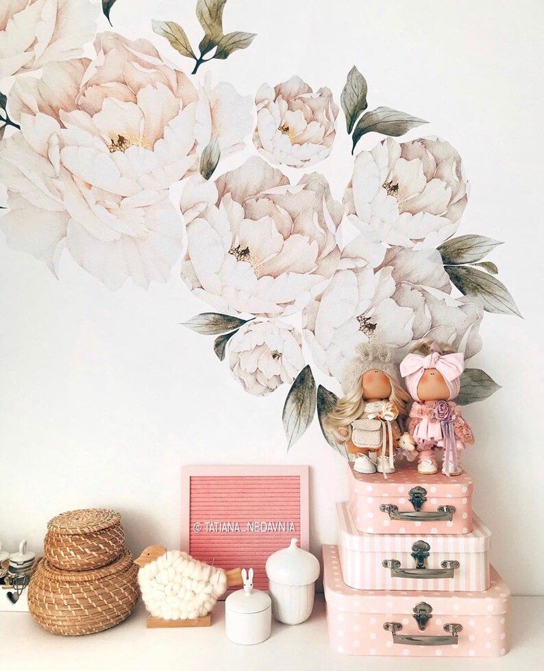 Peony Flower Wall Decals Watercolor Peony Flowers Decal - Etsy