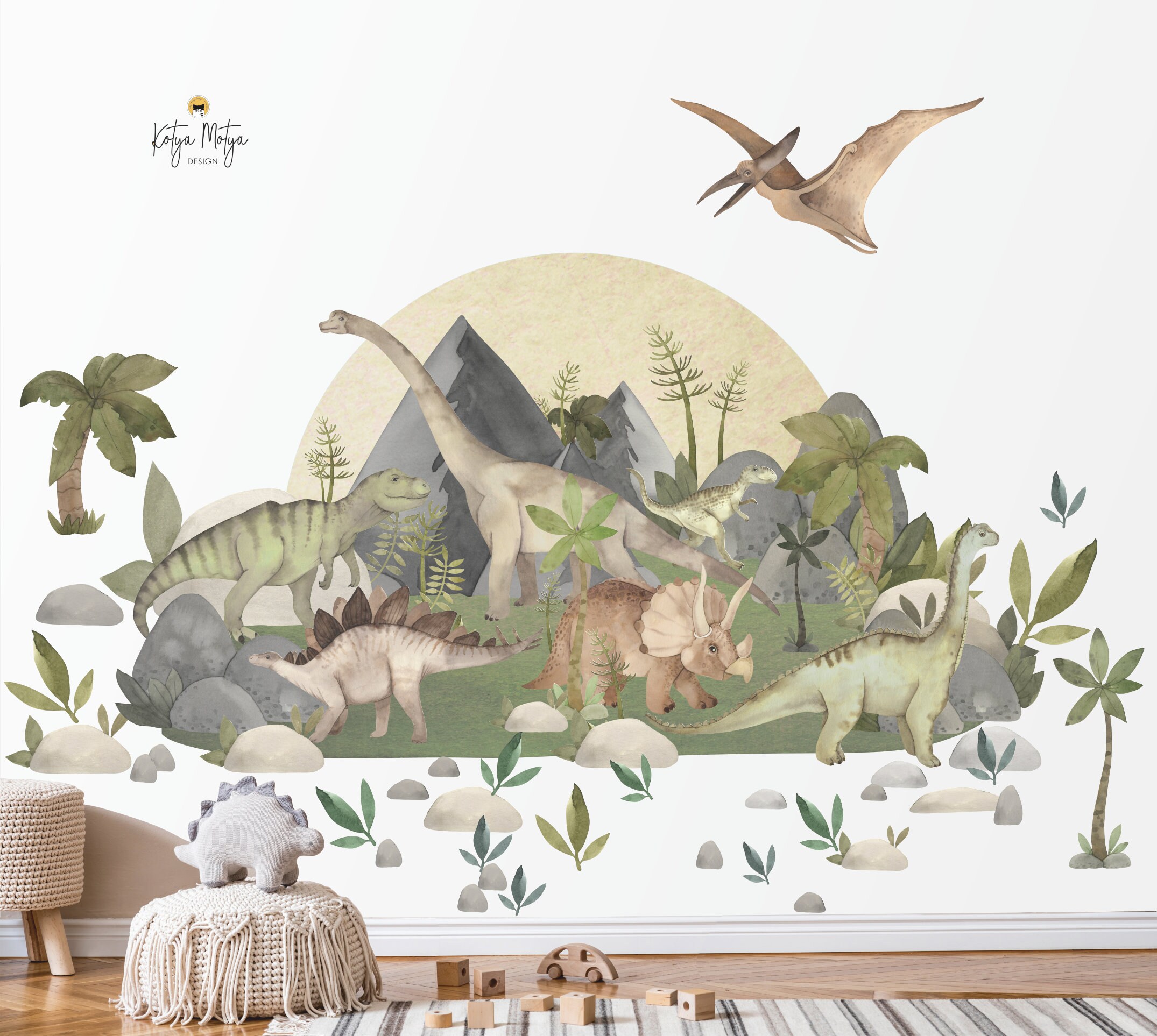 Dinoland Wall Decal Dinosaurs Nursery Wall Decals Dinosaur - Etsy