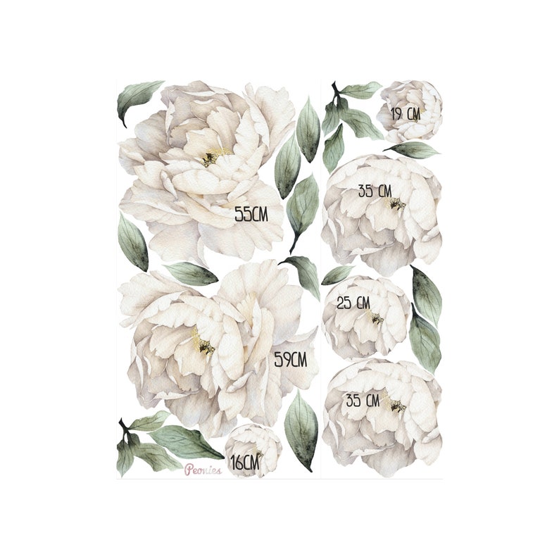 Peony Flower Wall Decals Watercolor Peony Flowers Decal - Etsy