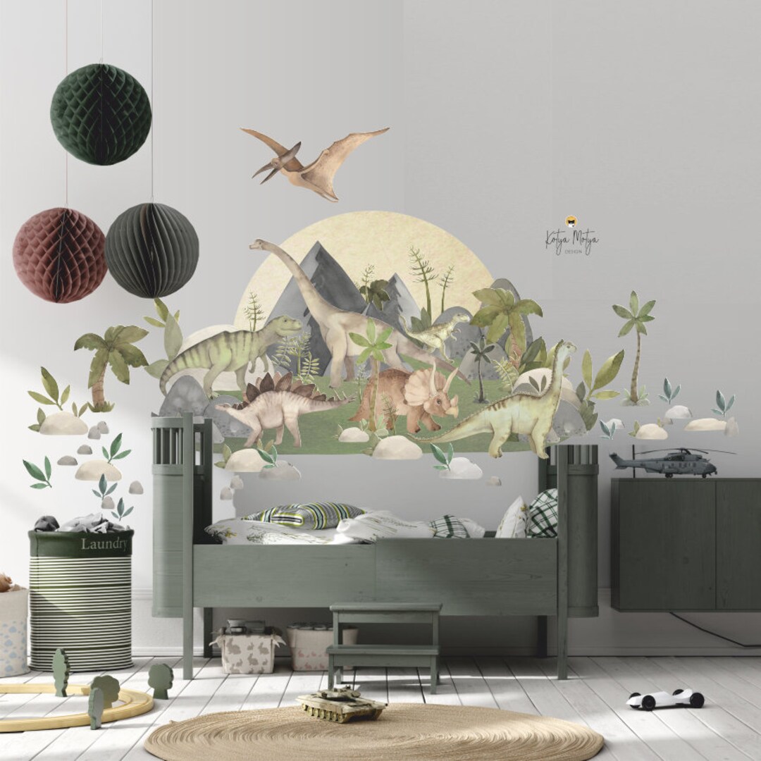 Dinoland Wall Decal Dinosaurs Nursery Wall Decals Dinosaur Wall ...
