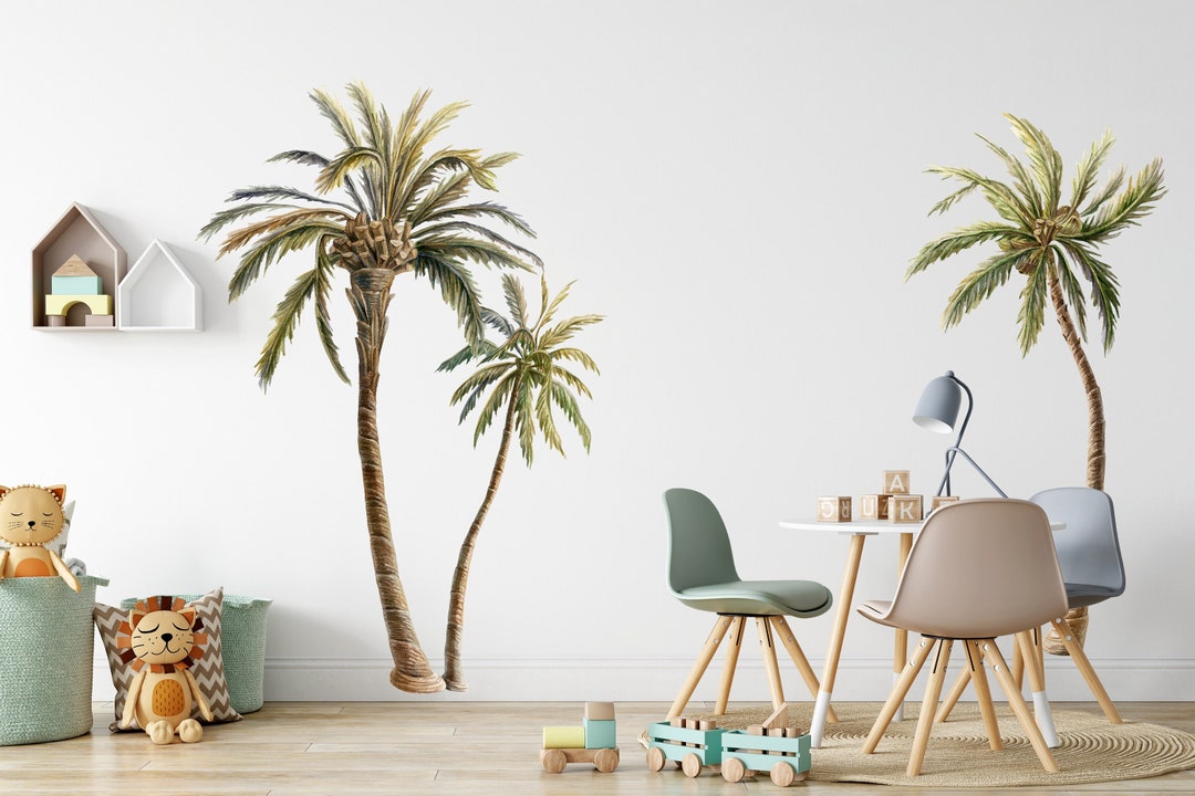 Tropical Palm Trees Wall Decals - Watercolor Tropical Palms - Big Palm ...