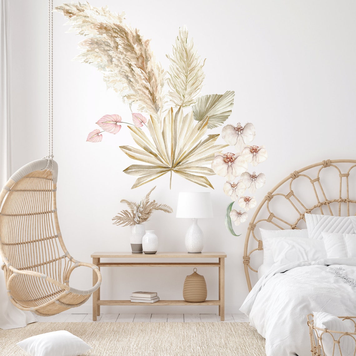 Boho Leaves Wall Decals Boho Nursery Decor Tropical Leaf - Etsy