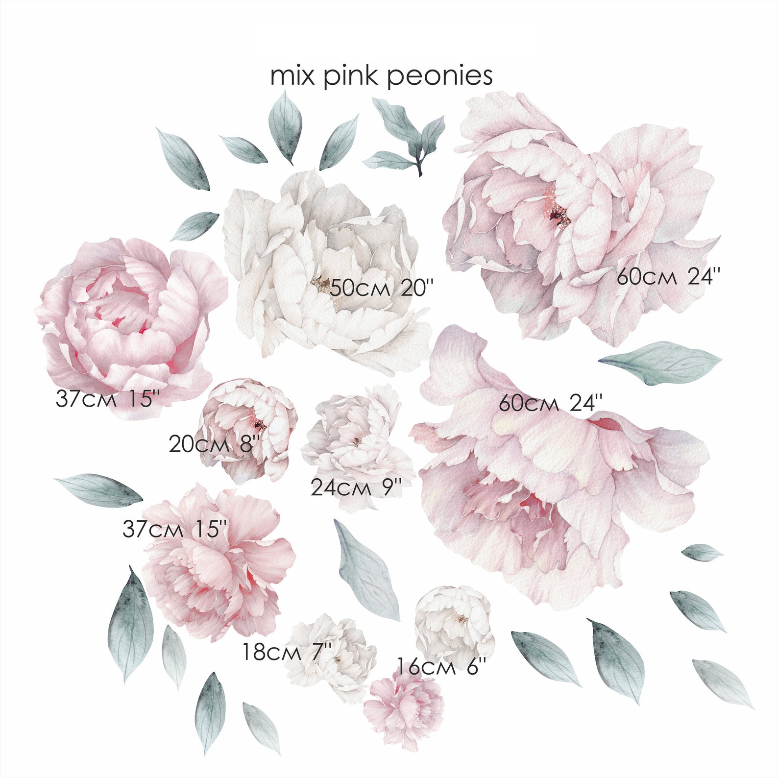 Peony Flower Wall Decal Watercolor Peonies Decal Peony - Etsy