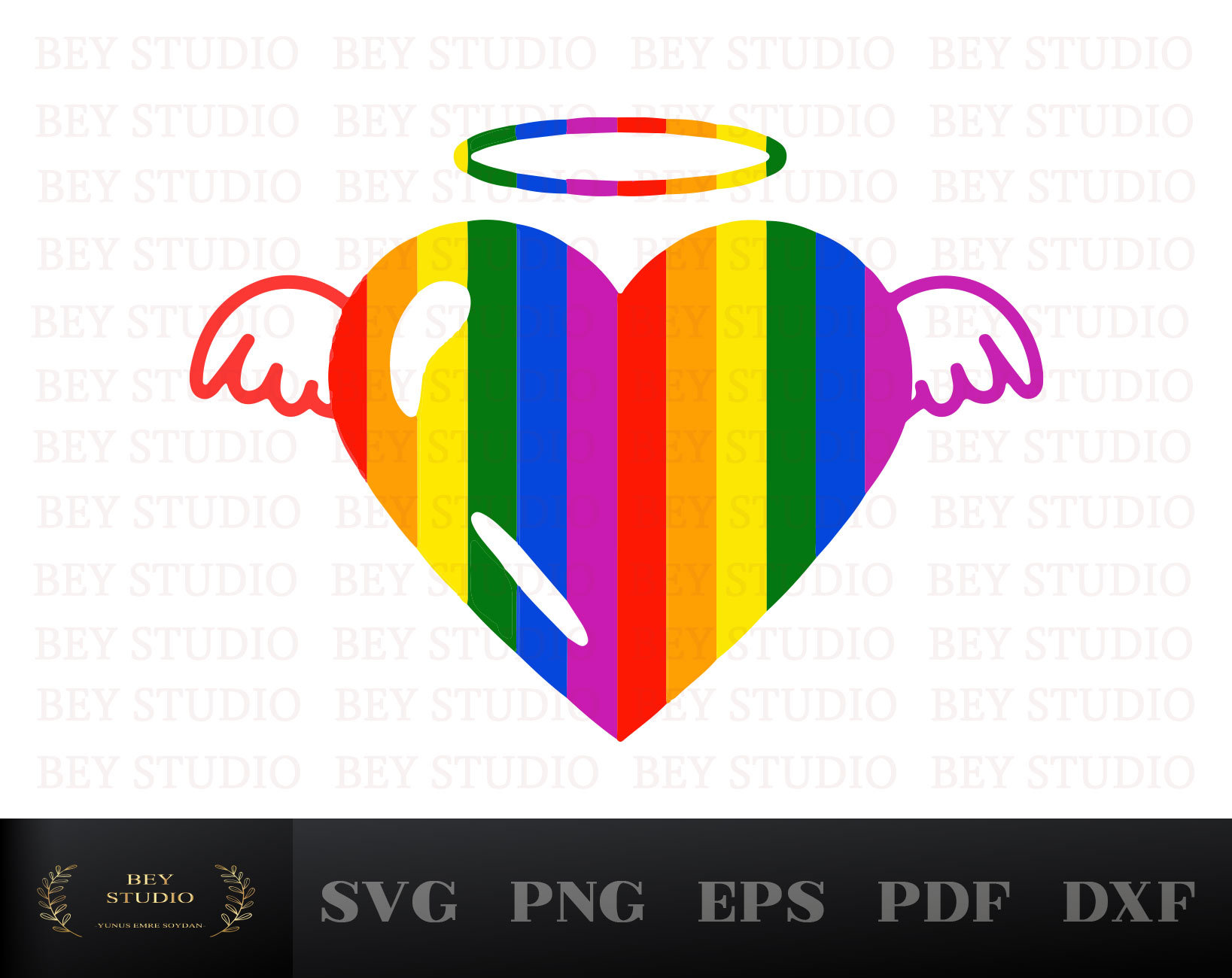 Colorful Angel Heart Svg, Pride Flag Svg, Six Colors Pride Flag Svg ...