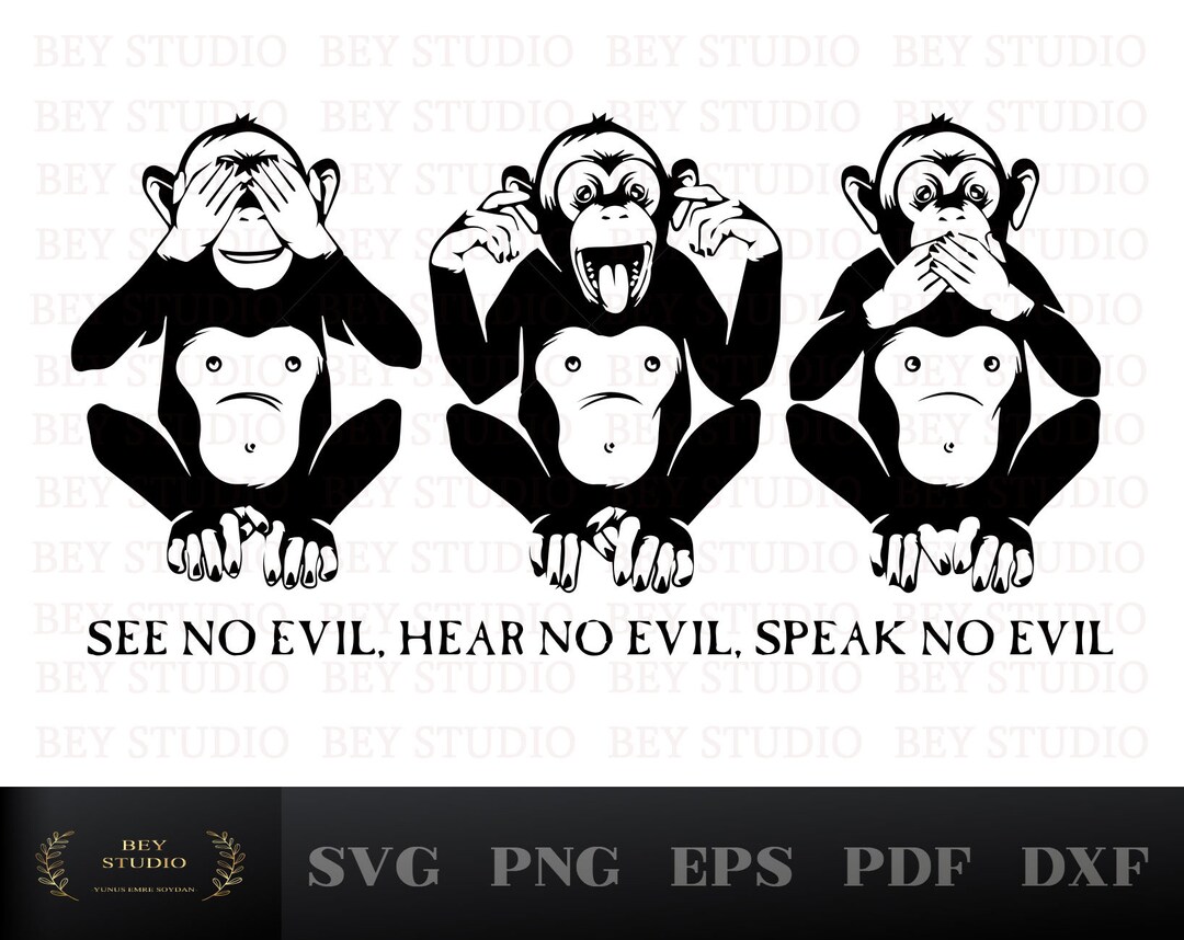 Three Wise Monkeys SVG, Three Monkeys SVG, Monkey SVG, Monkey Files for ...