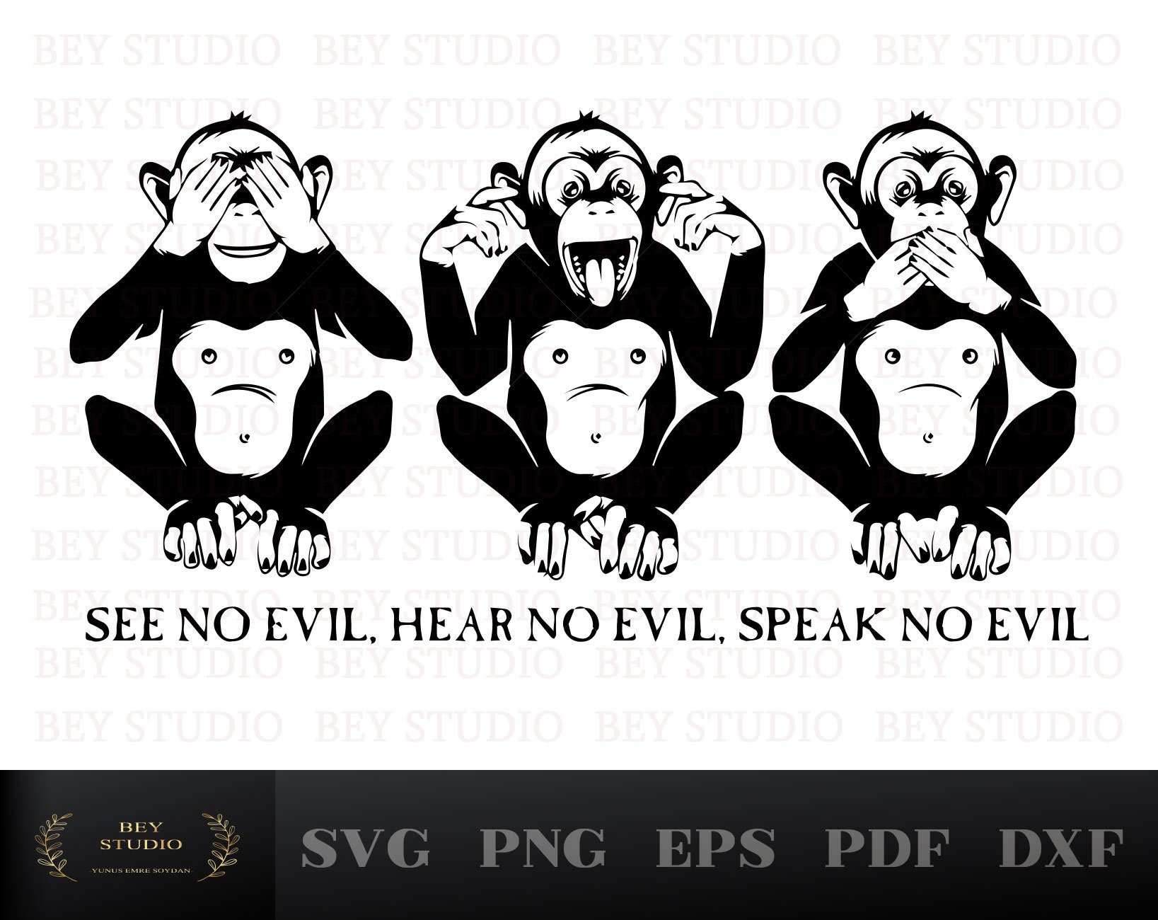 Three Wise Monkeys SVG, Three Monkeys SVG, Monkey SVG, Monkey Files for ...