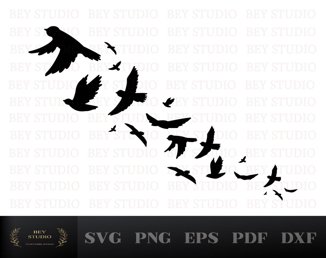 Flock of Birds SVG, Birds Clipart Svg, Birds Silhouette, Birds Cut File ...