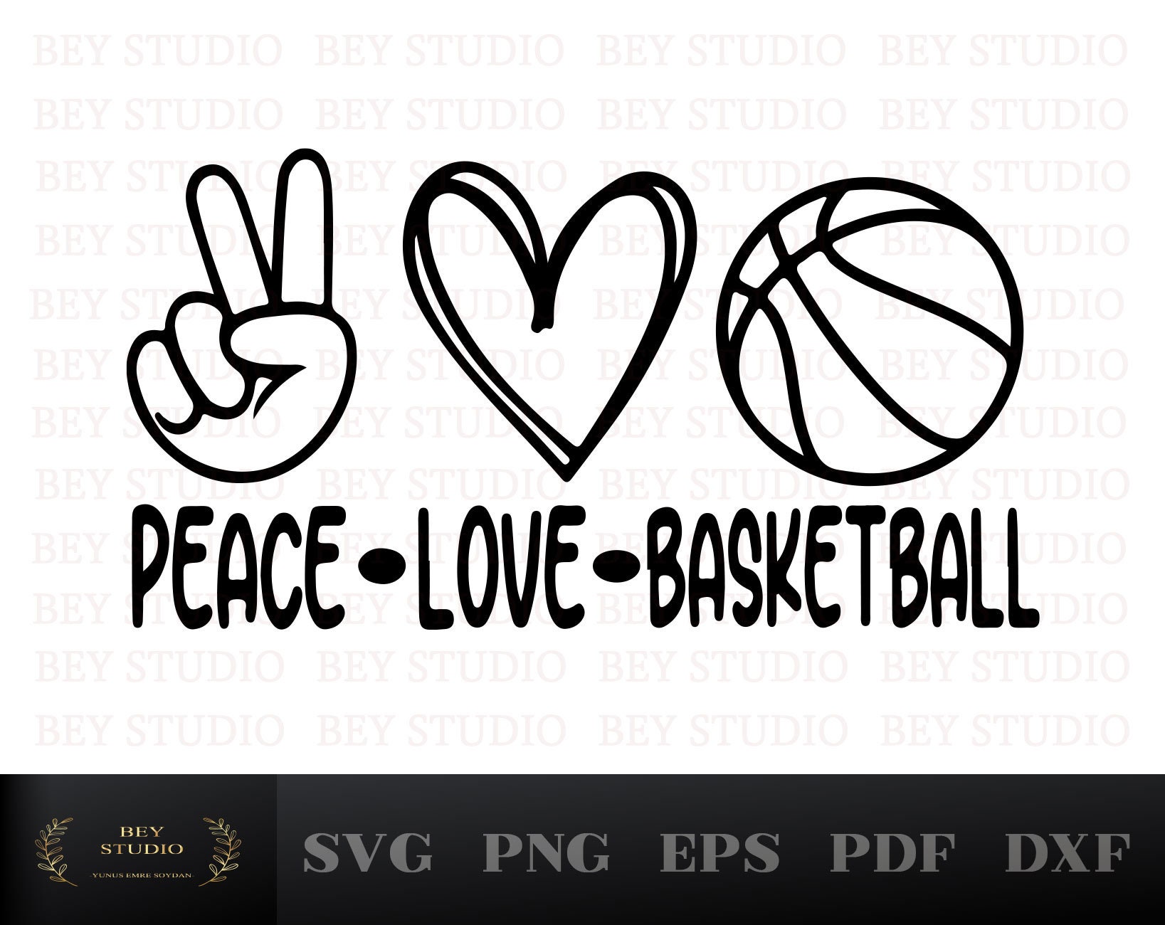 Peace Love Basketball SVG Cut File, Peace Love Basketball Custom ...