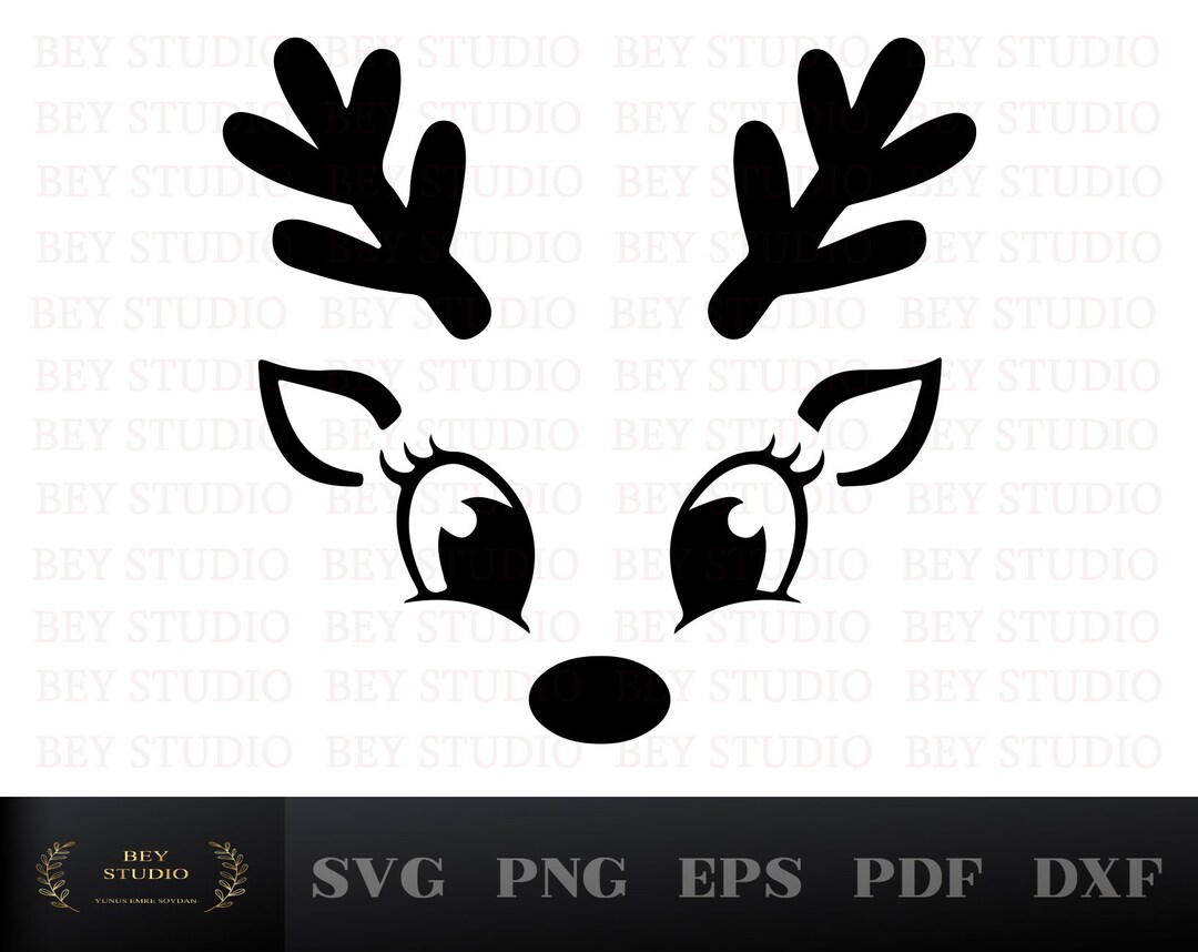 Cara de reno SVG, Navidad SVG, Rudolph SVG, Digital, Cricut, Silueta ...