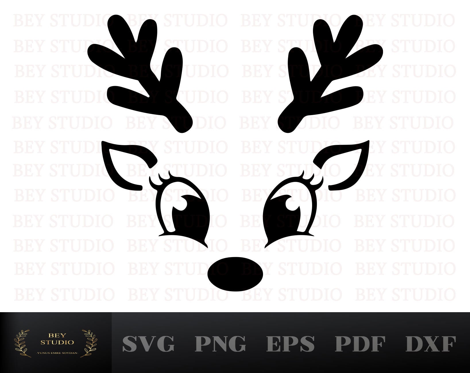 Cara de reno SVG, Navidad SVG, Rudolph SVG, Digital, Cricut, Silueta ...