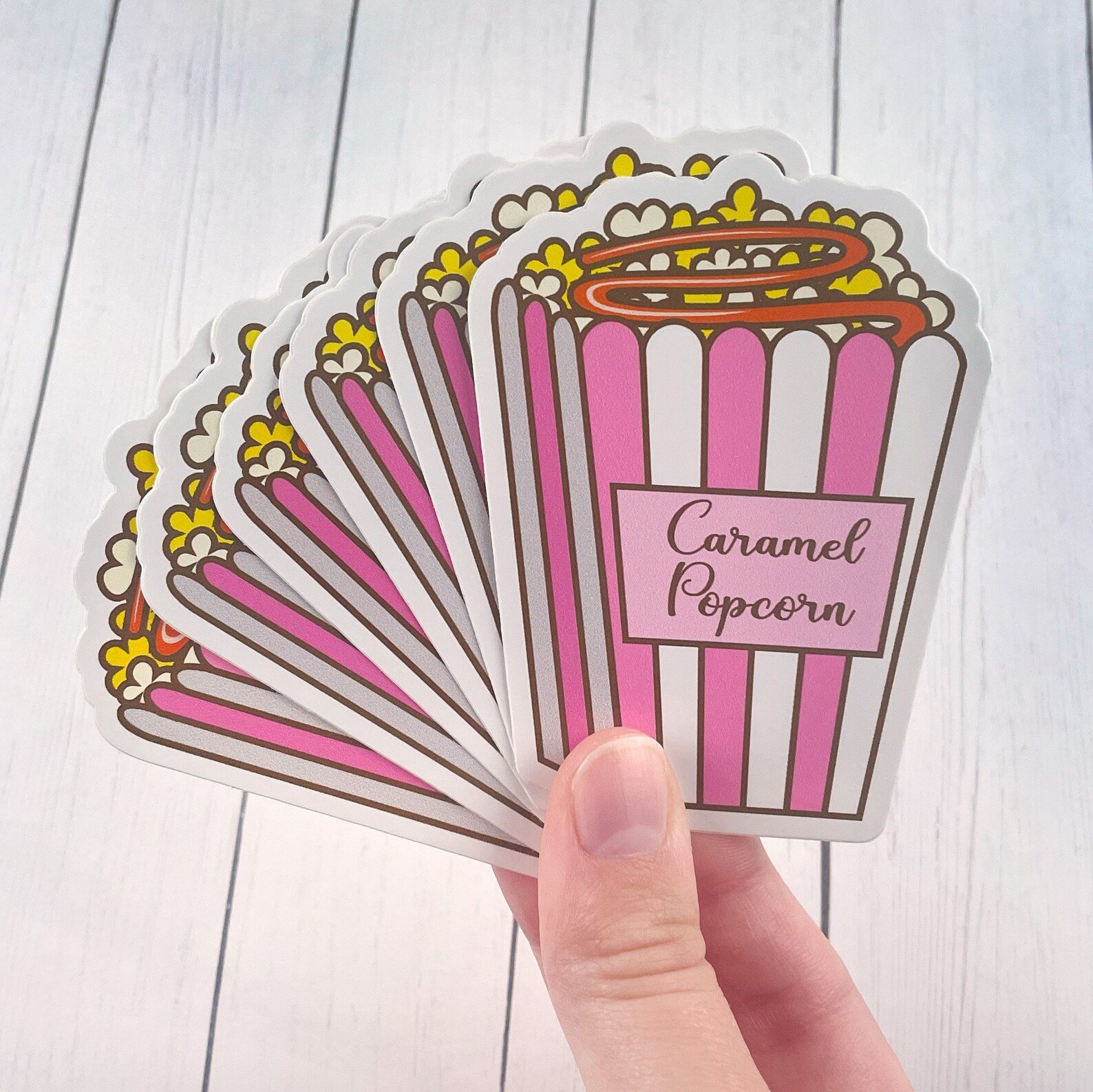 Caramel Popcorn Sticker | Kawaii Food Sticker, Sweet Dessert Sticker ...